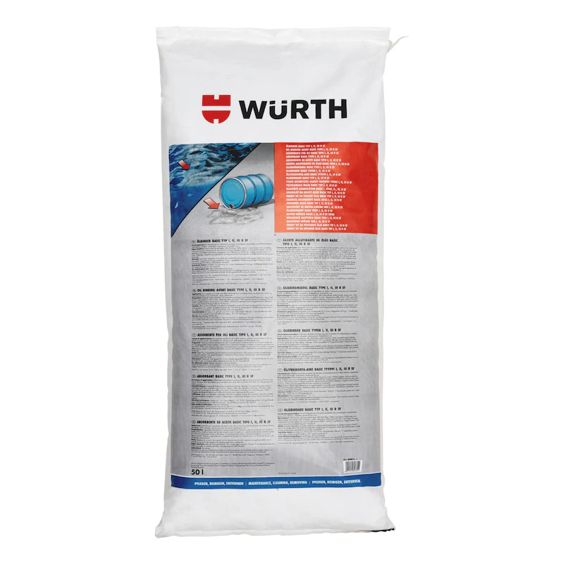 WURTH 08906 Oil absorbent agent I Absorbent granulate-50L I Organic bonding